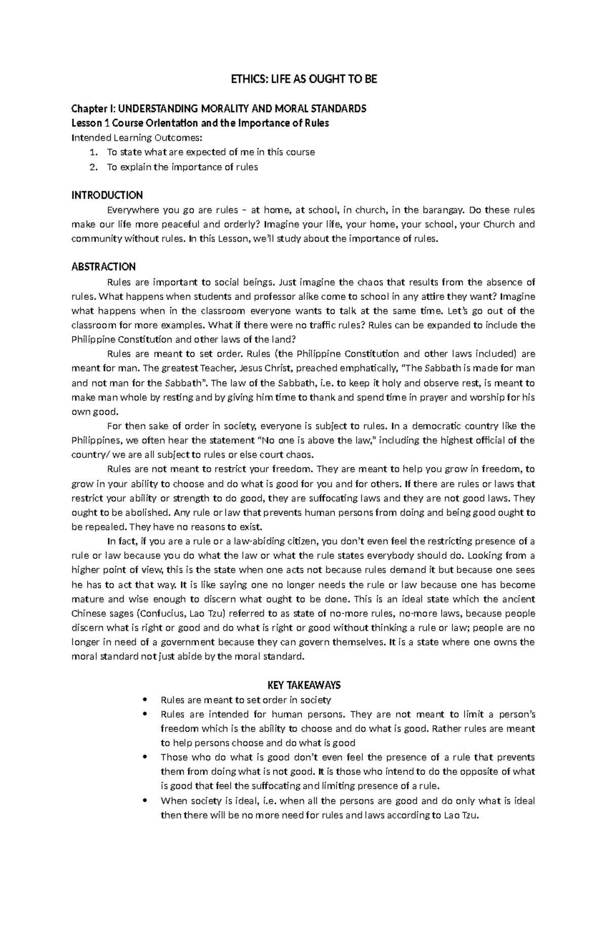 ETHICS 101: Chapter 1 - Understanding Morality & Moral Standards - Studocu