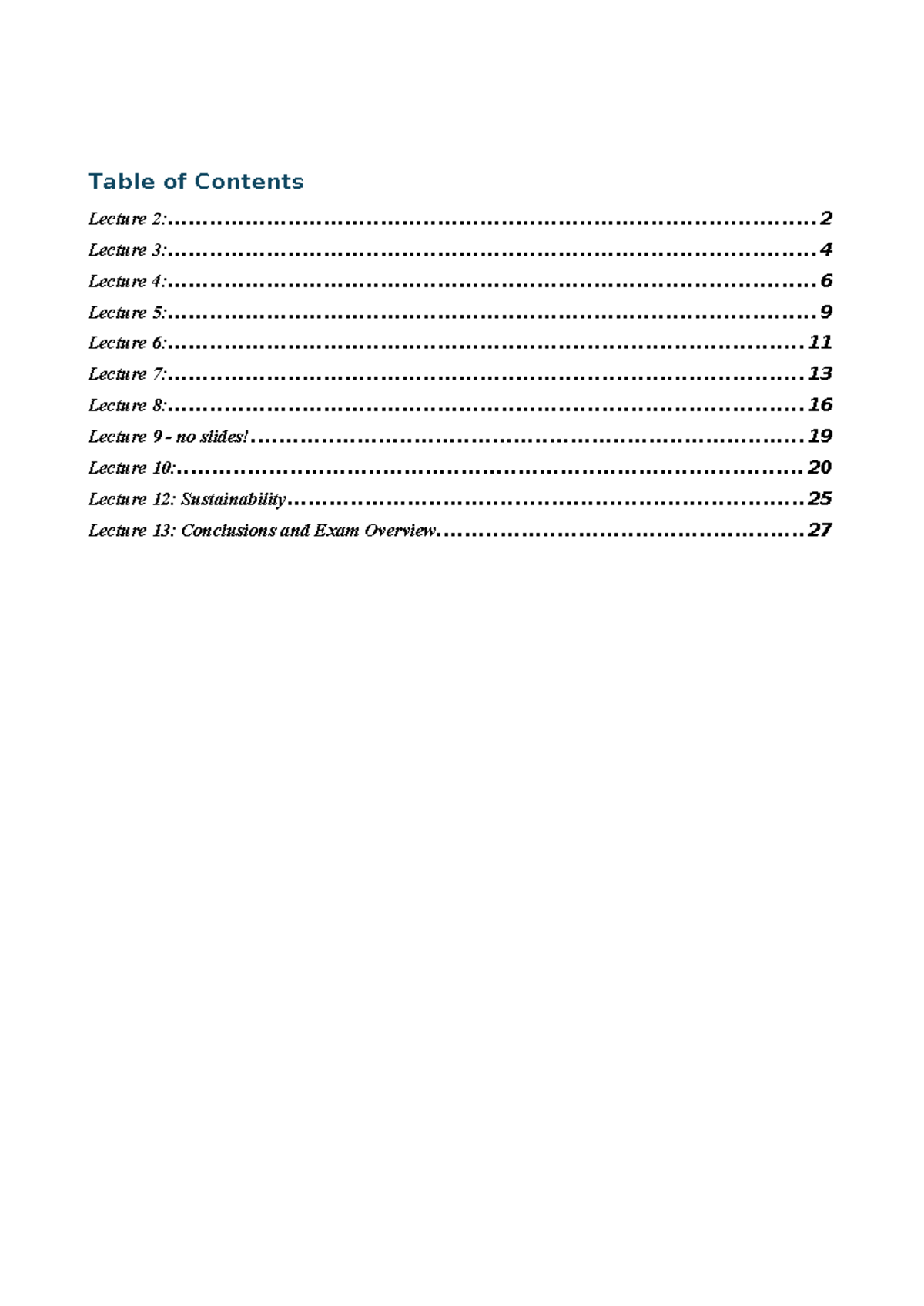 Lecture Slides Notes - foundations - Table of Contents Lecture - Studocu