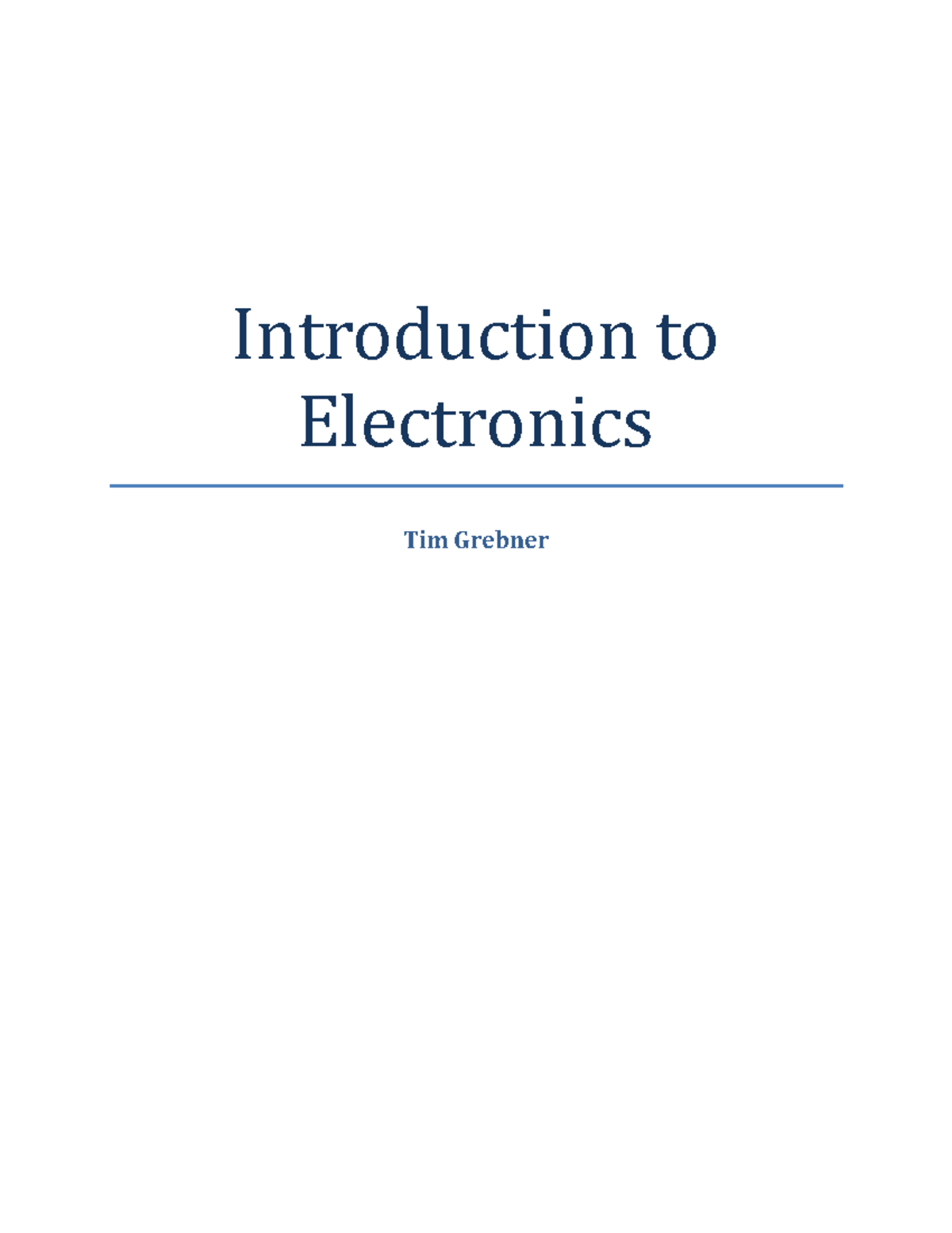 Introduction to Electronics: Chapter 1 Overview and Diode Circuits ...