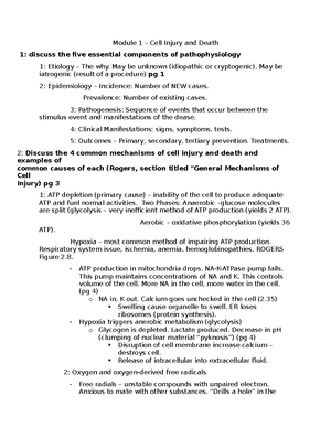 Module 2 - patho - Module 2 1: Explain the etiology, normal serum level ...