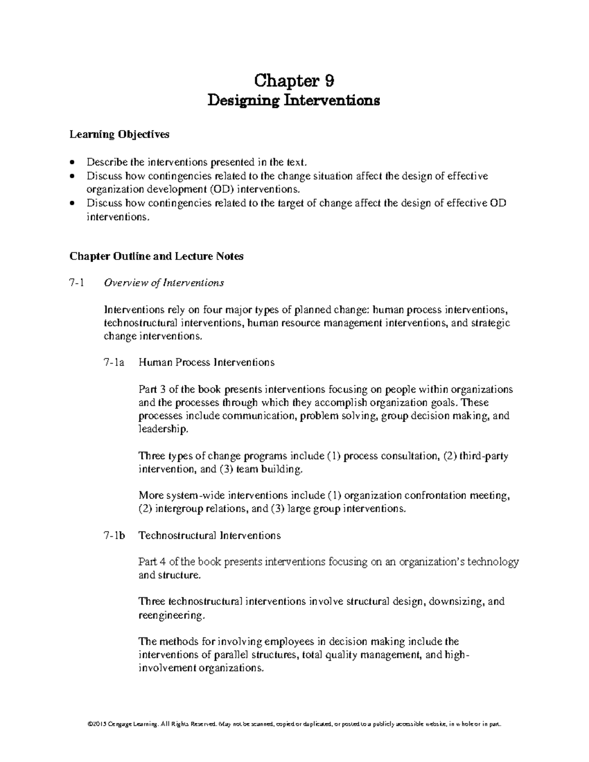 Lecture Notes Designing Interventions - Chapter 9 Designing ...