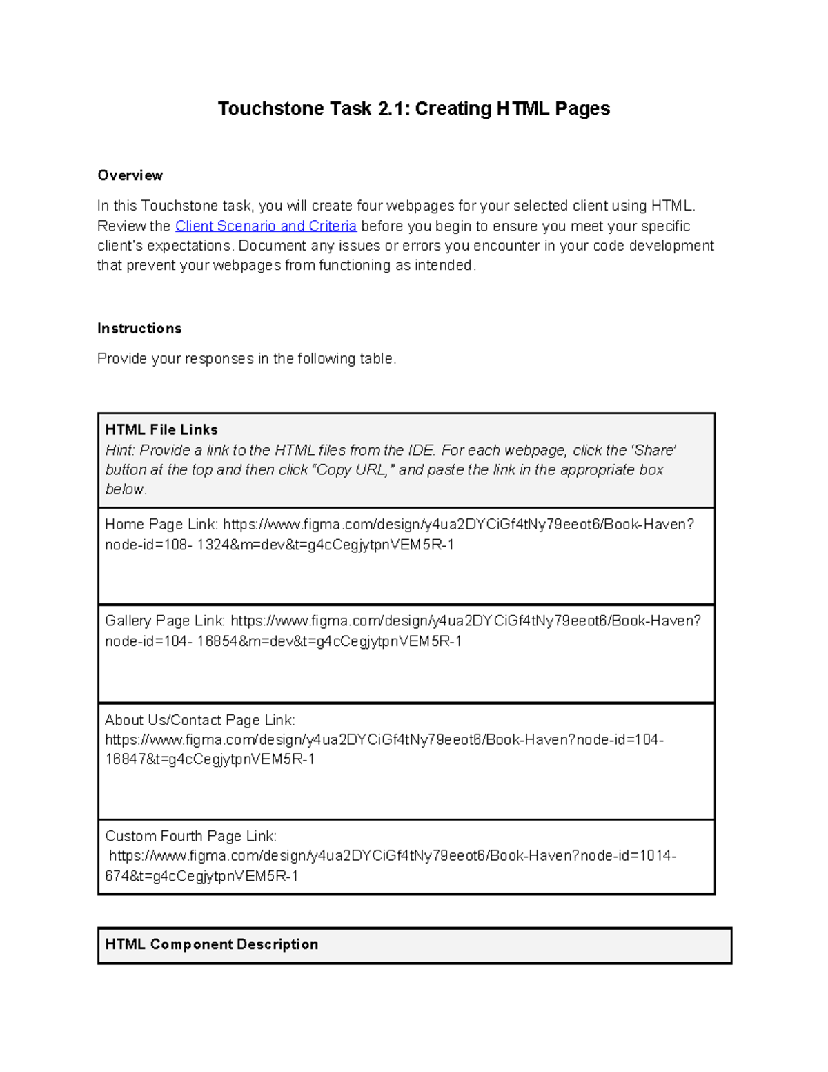 Touchstone Task 2.1: HTML Pages Creation Overview - Studocu