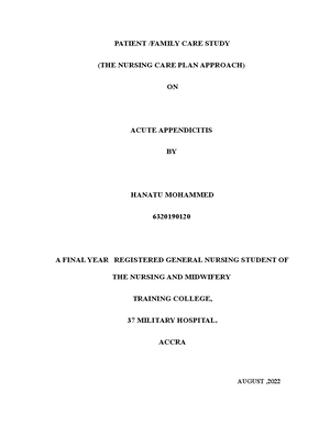 Chapter 1 to 5 - Care study sample - CHAPTER ONE ASSESSMENT OF PATIENT ...