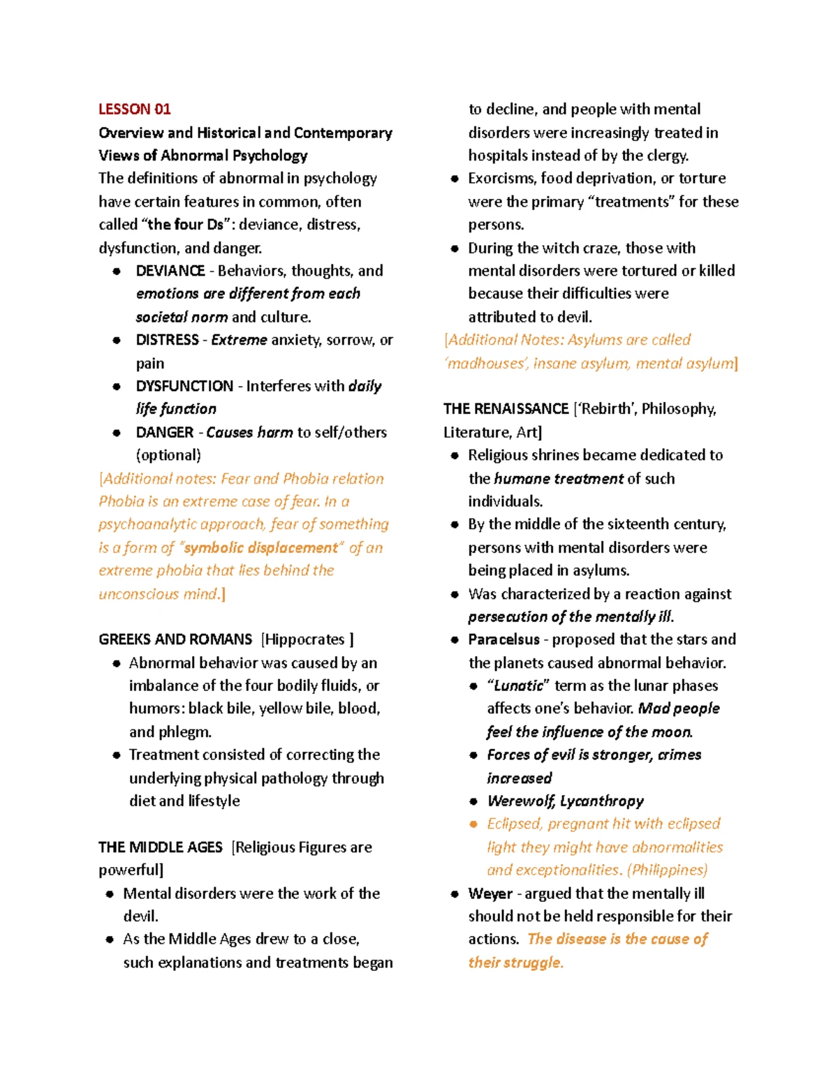 Abnormal Psychology Les. 1-5: Historical Perspectives & Modern Views ...