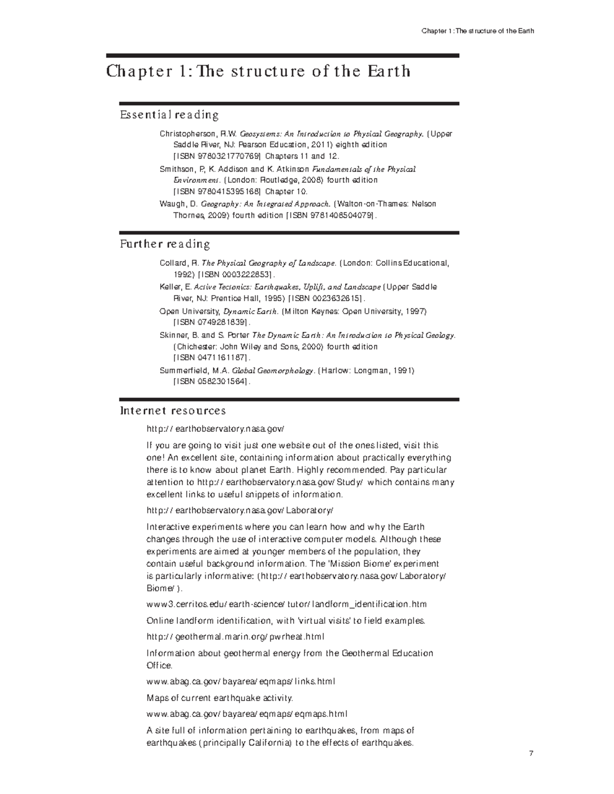Chapter 1: The Structure of the Earth - Key Concepts and Readings ...