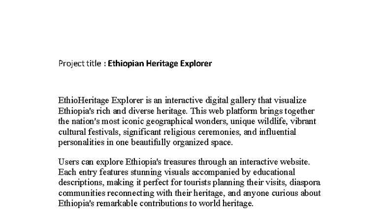Web Programming 1 Project: Ethiopian Heritage Explorer - Studocu