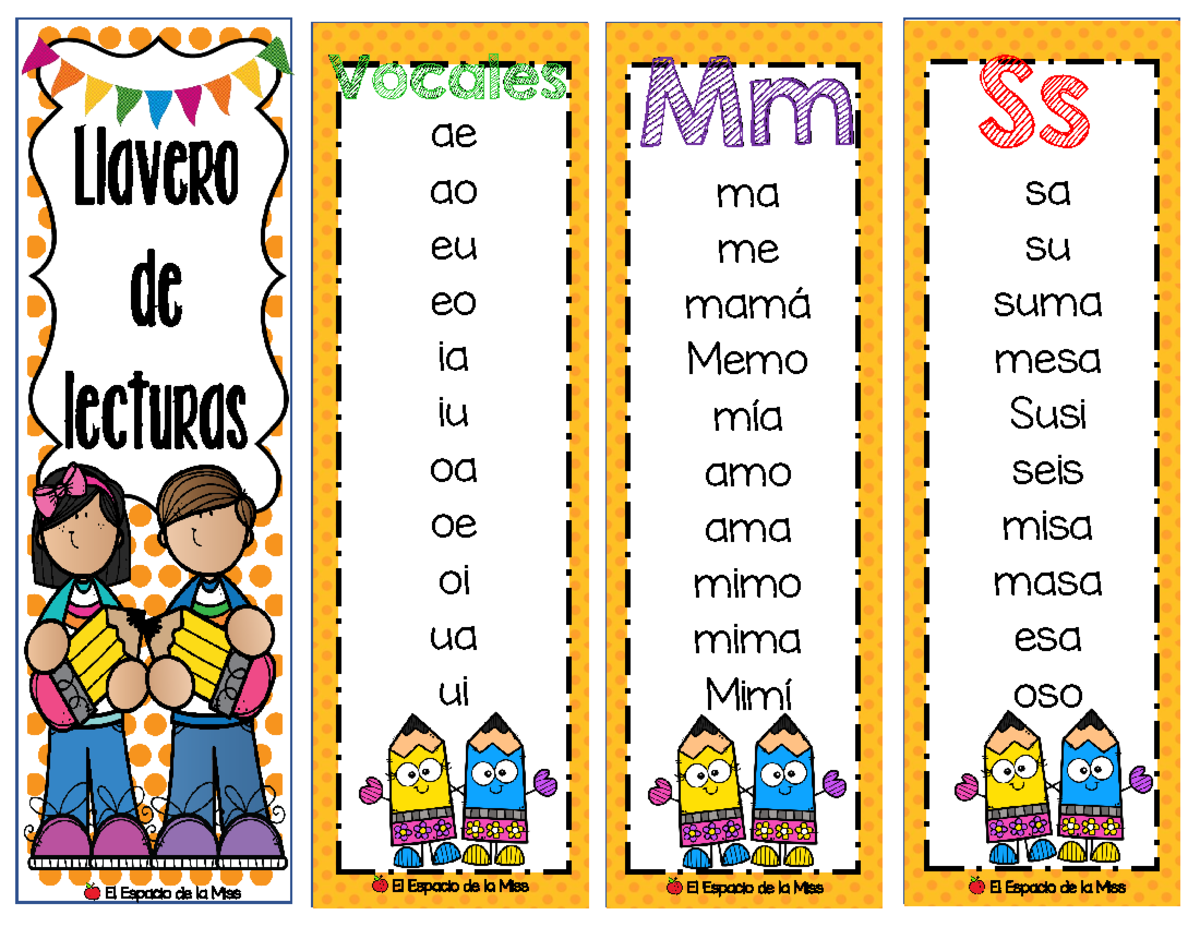 Llavero de Lecturas: Vocales y Palabras - El Espacio de la Miss - Studocu