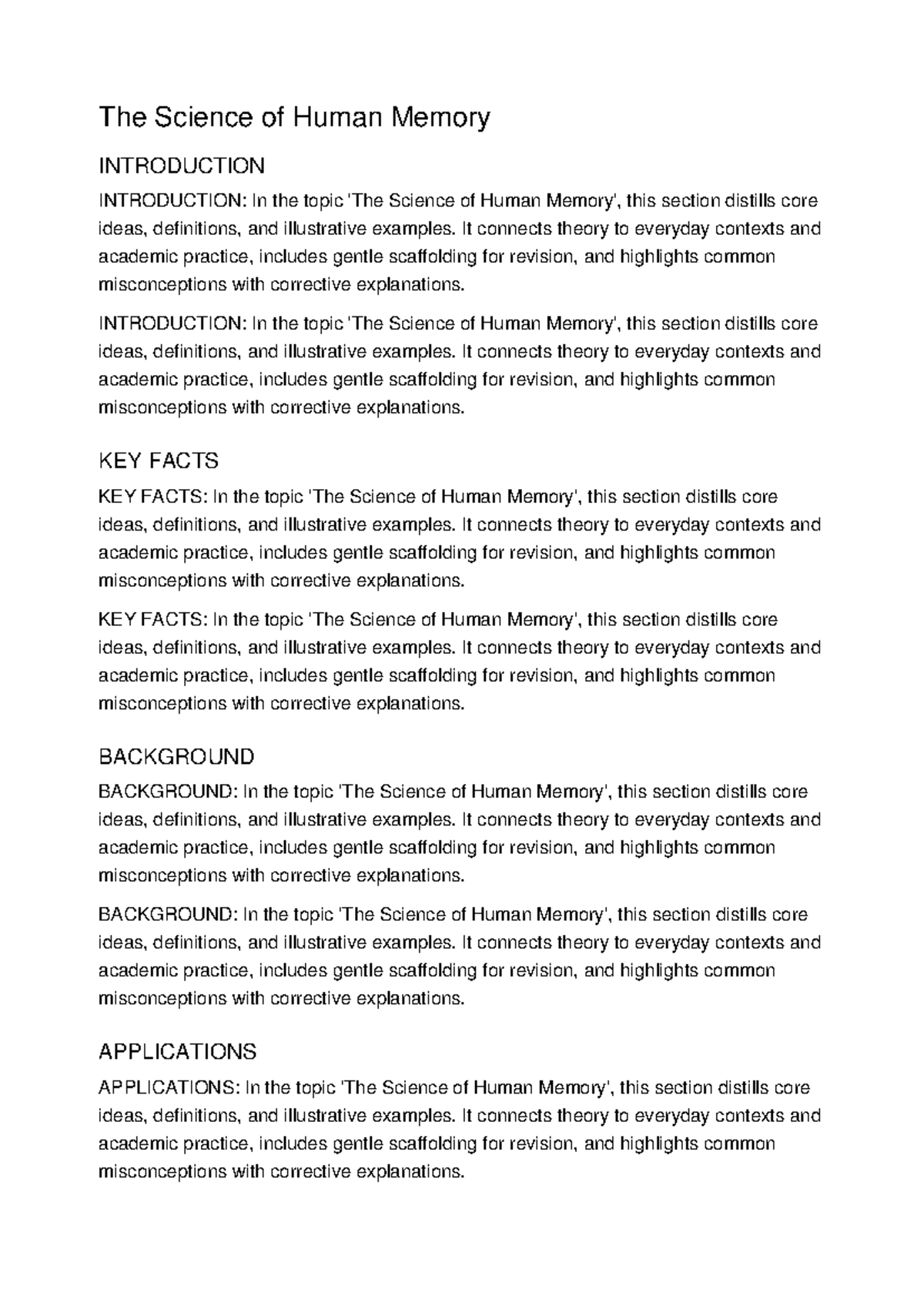 Psychology 101: The Science of Human Memory Overview and Key Concepts ...