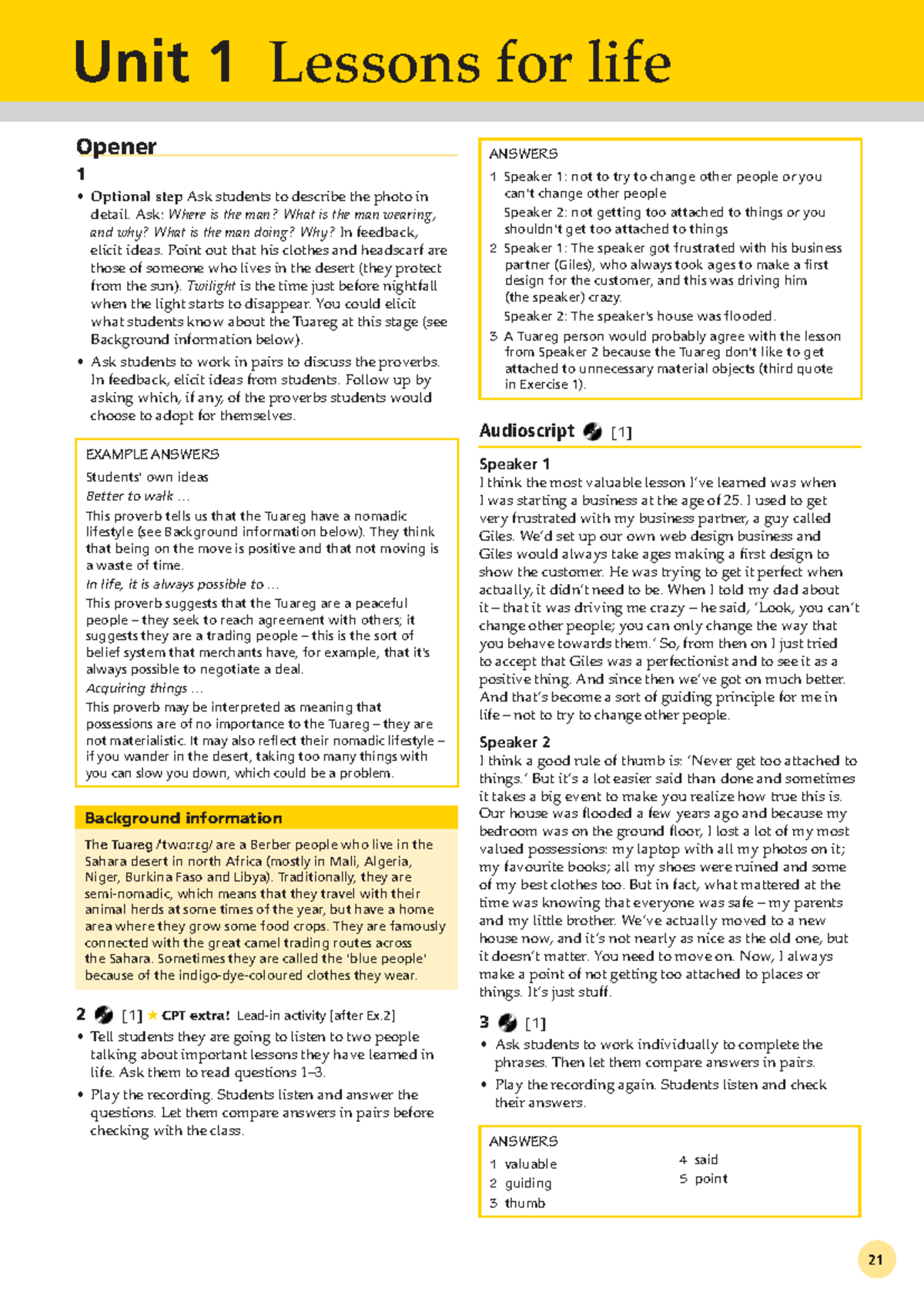 Life 2E Advanced Teacher's Book: Unit 1 Lessons for Life Insights - Studocu