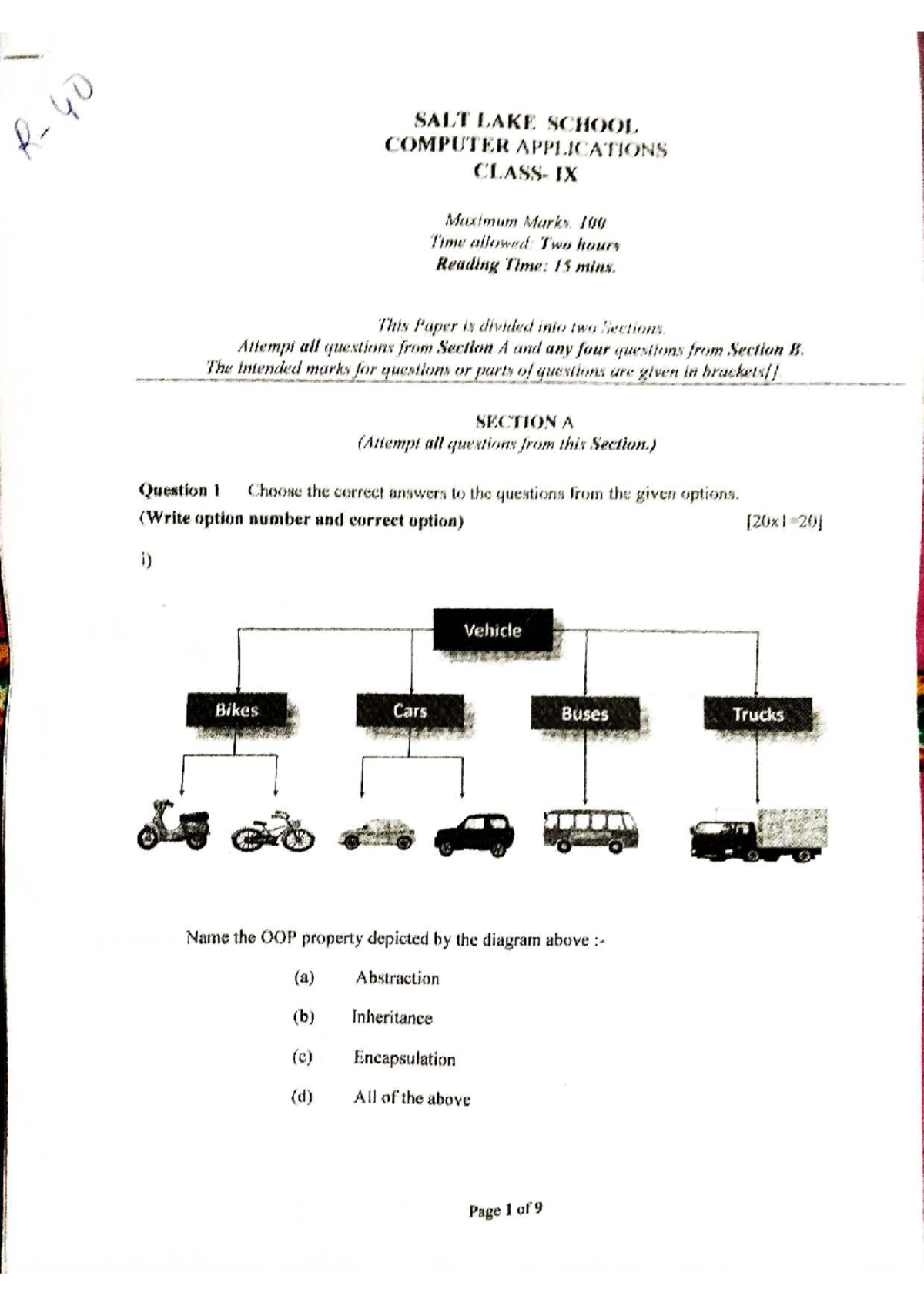 SALT LAKE SCHOOL COMPUTER APPLICATIONS IX Annual Question Paper - Studocu