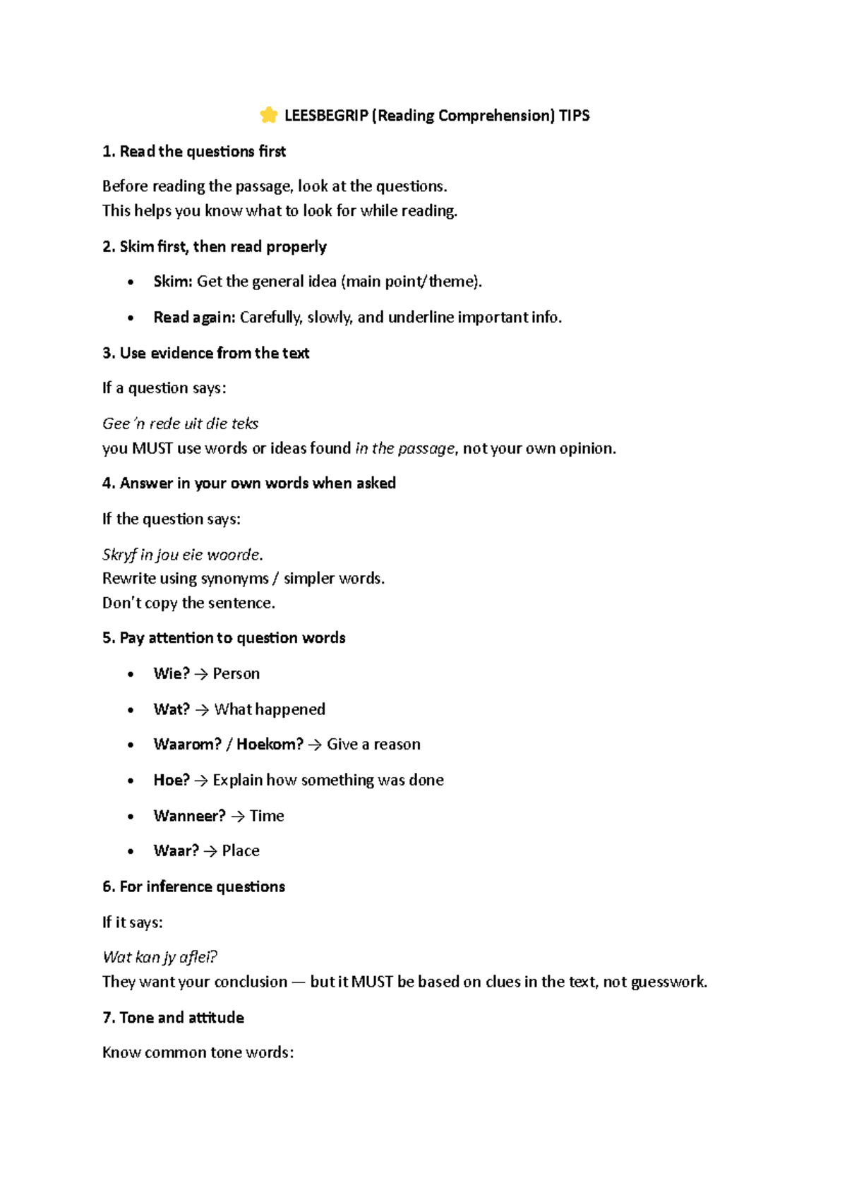 LEESBEGRIP & VISUELE TEKS TIPS: Strategies for Effective Reading - Studocu