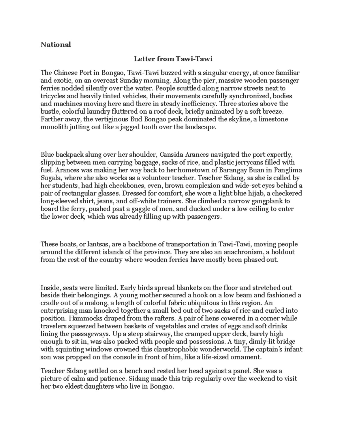 National TEXT Letter from Tawi-Tawi: A Journey Through Education and ...