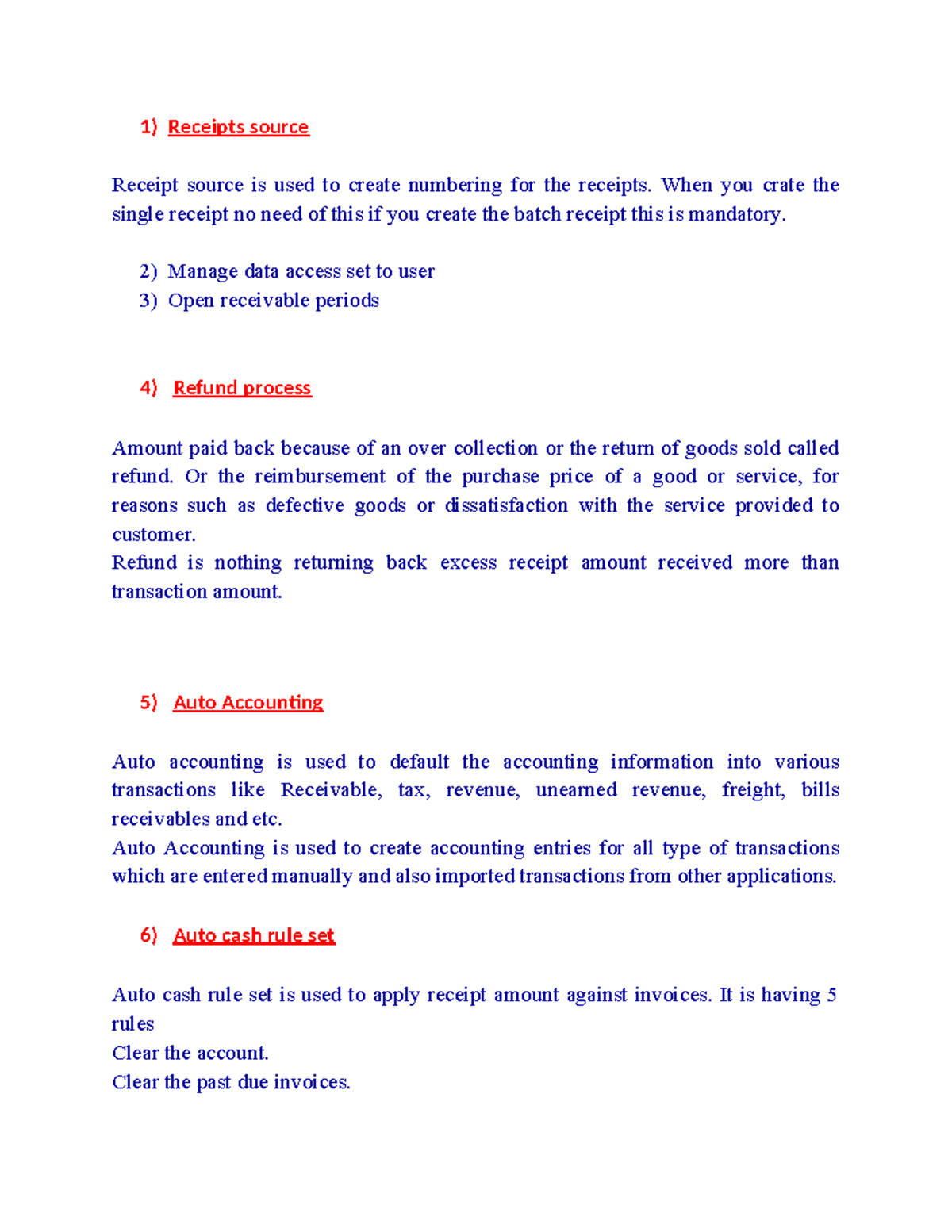 Fusion AR Seesion Short Notes 2 - Receipts source Receipt source is ...