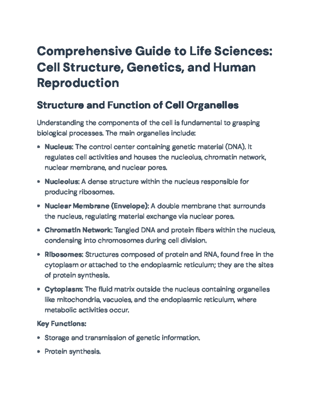 Comprehensive Guide to Life Sciences: Cell Biology & Genetics Notes ...