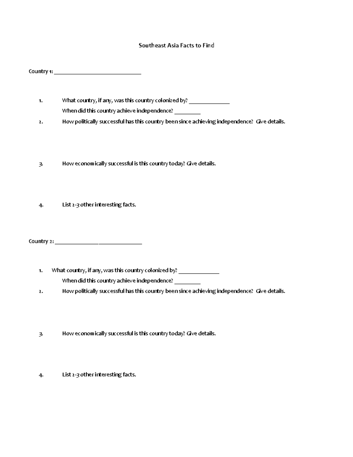 Southeast Asia Country Analysis: Colonization, Success & Facts (Final ...