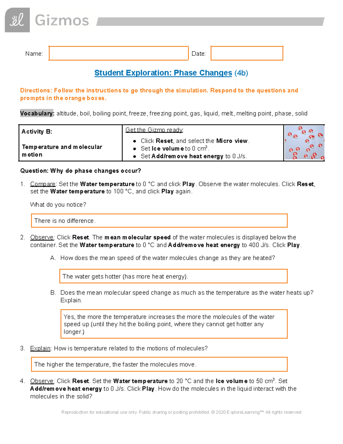 Exploring Phase Changes with Gizmo Simulation (4b) Assignment - Studocu