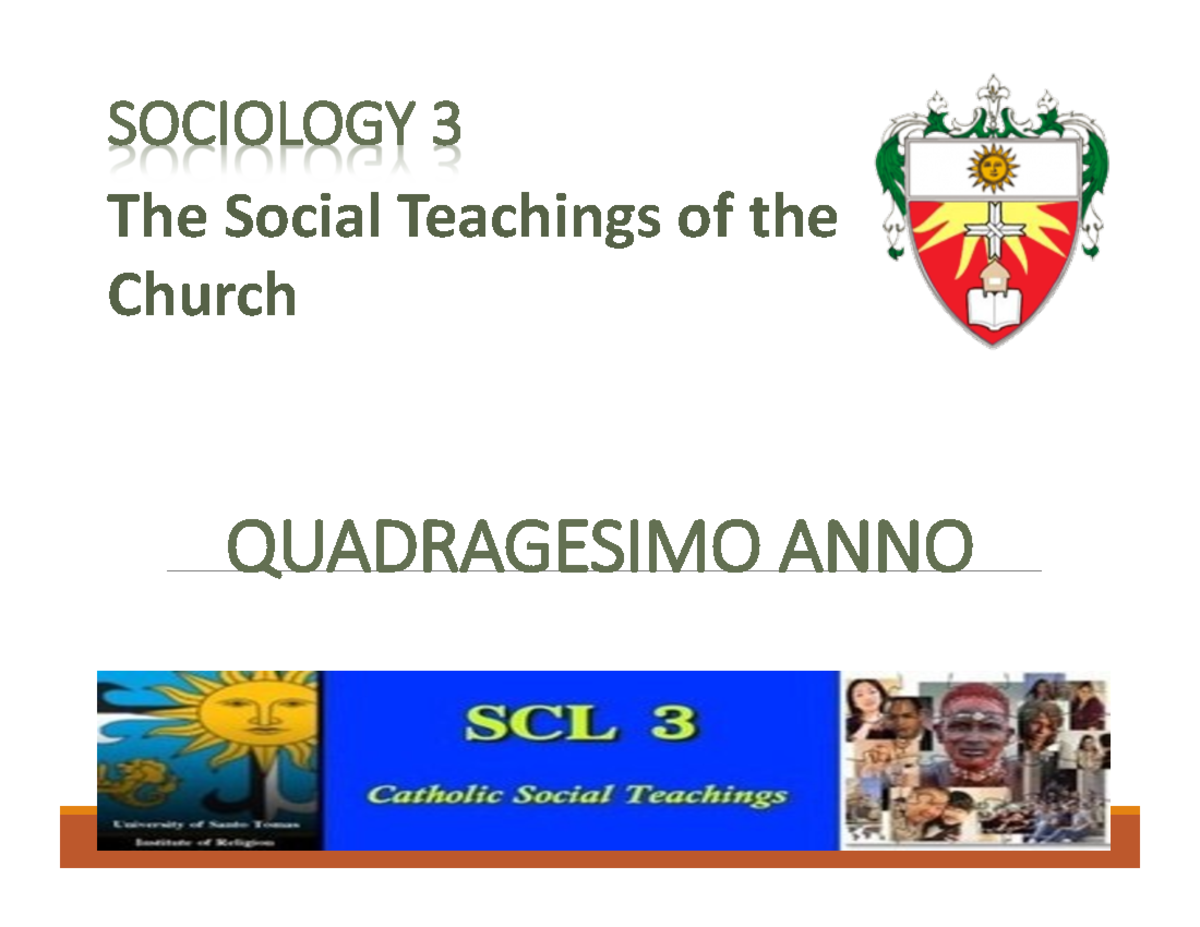 Quadragesimo Anno: Analysis of Pius XI's Social Teachings (SOC 3) - Studocu