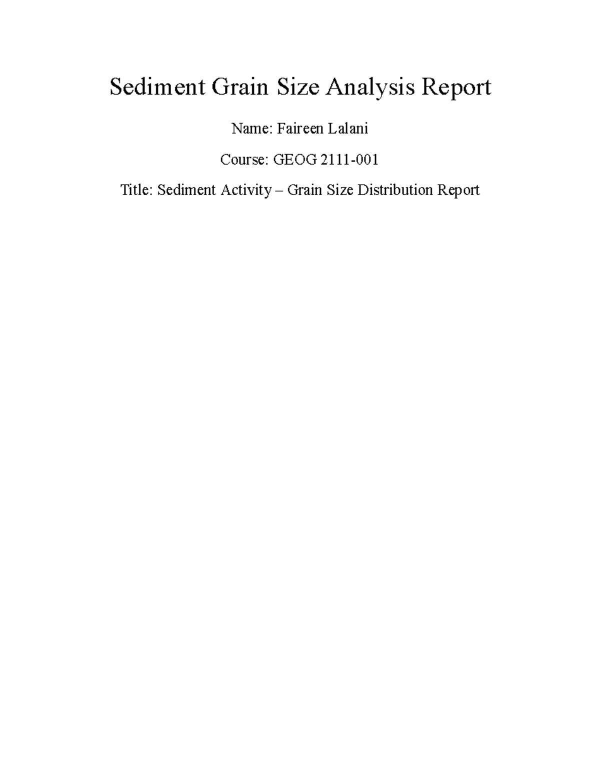 GEOG Sediment Grain Size Distribution Analysis Report - Studocu