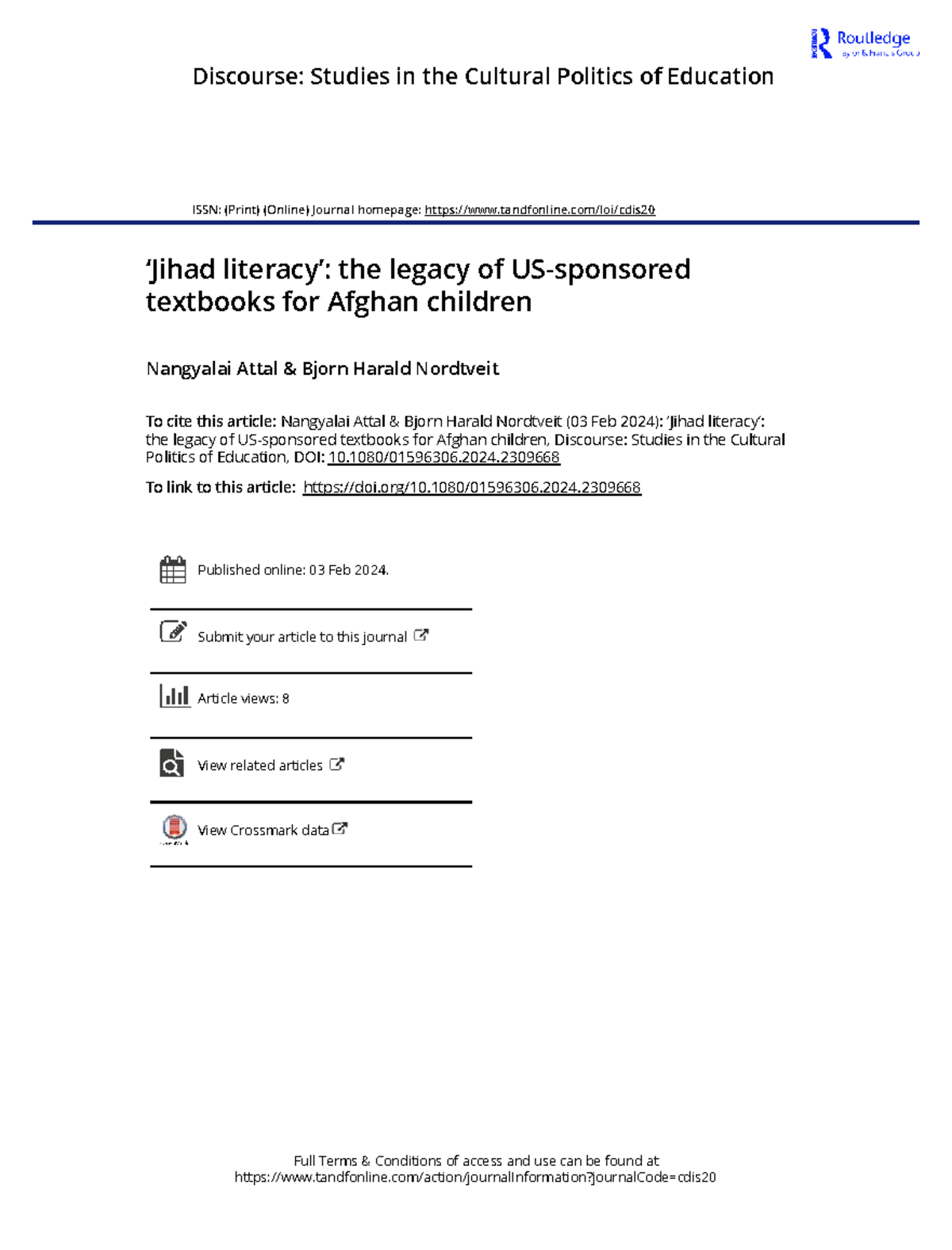 Jihad Literacy: Analyzing U.S.-Sponsored Textbooks for Afghan Children ...