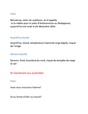 French 1004 Final Presentation Instructions - Introduction to the Final ...