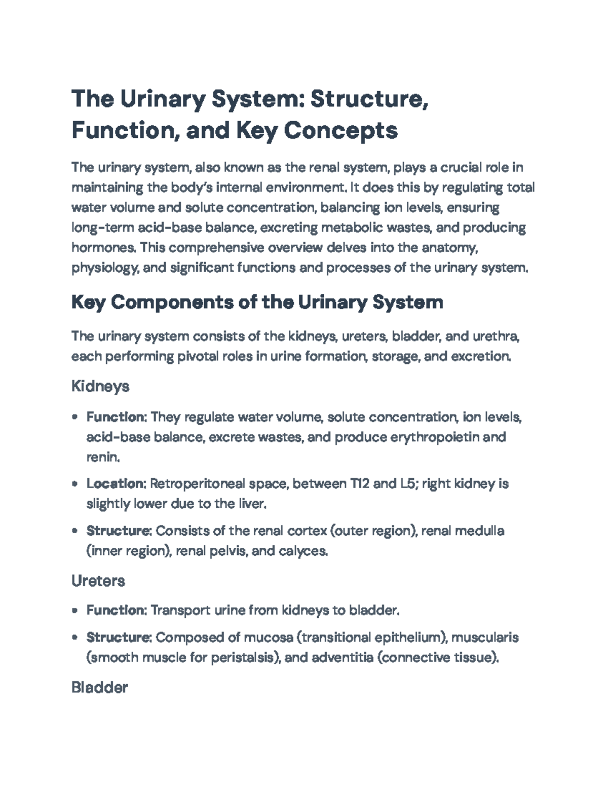 Understanding the Urinary System: Structure, Function, and Health Insights - The Urinary System ...