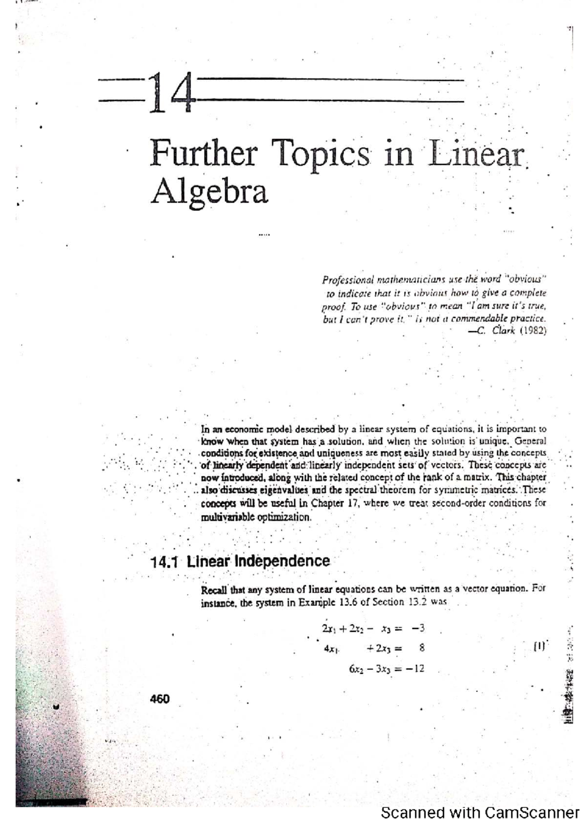 Chapter 14: Further Topics in Linear Algebra (MATH 101) - Studocu