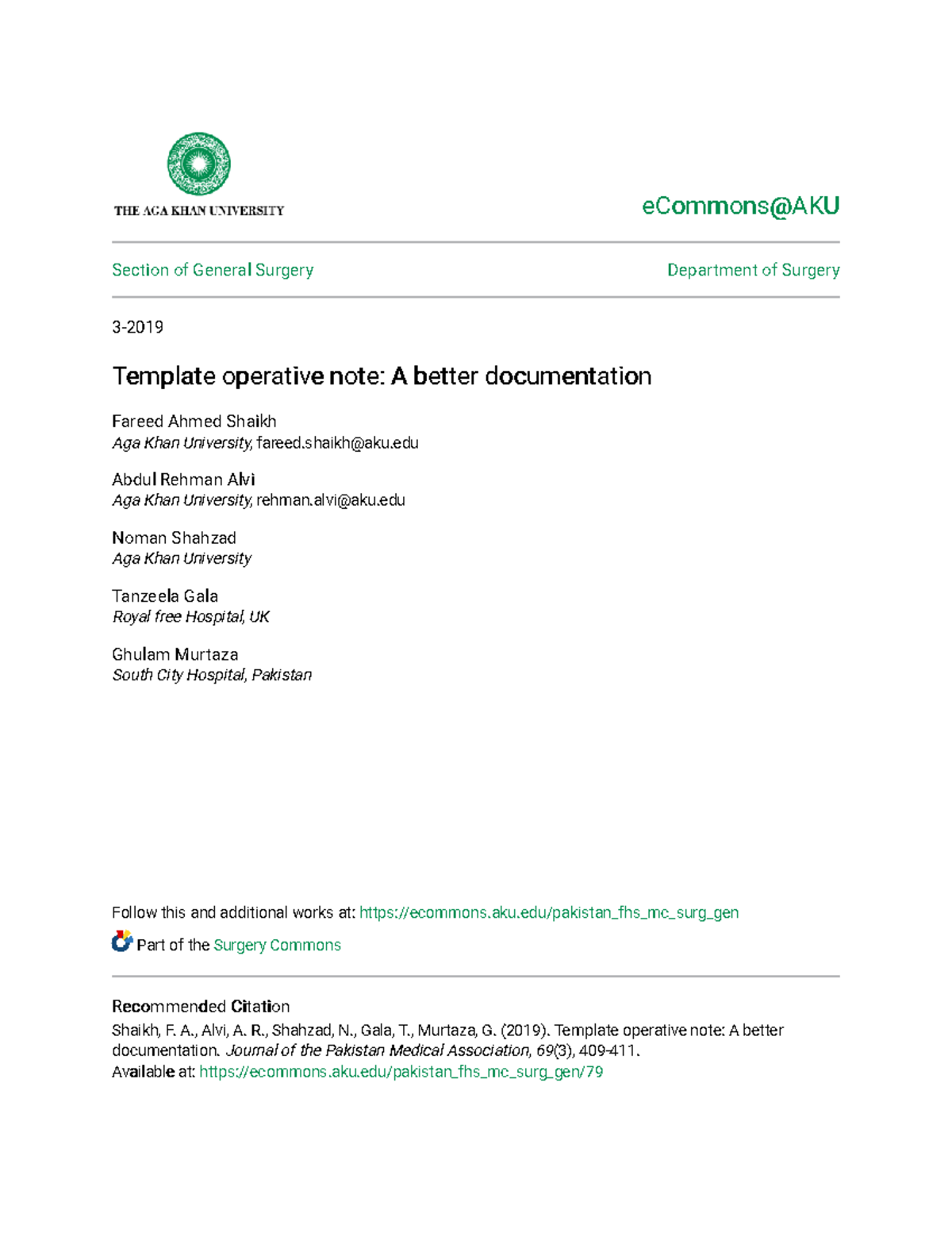 Template Operative Note: Enhancing Documentation in Surgery - Studocu