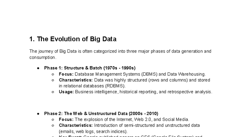 Big Data Evolution and Best Practices - CS 101 Lecture Notes - Studocu