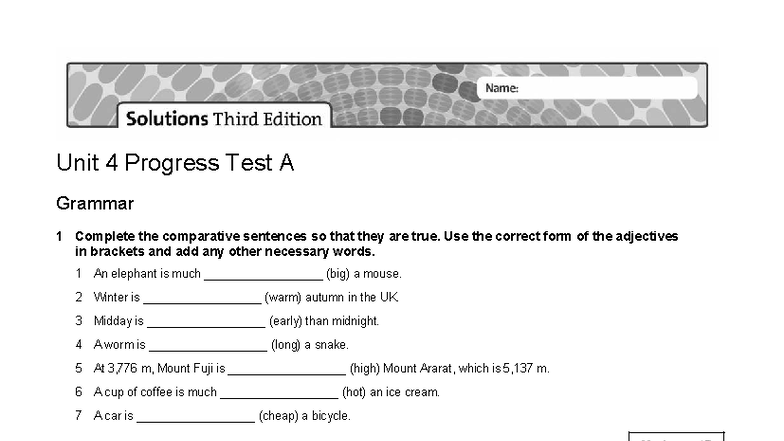 508229740 Solutions Third Edition Unit 4 Progress Test A - Studocu