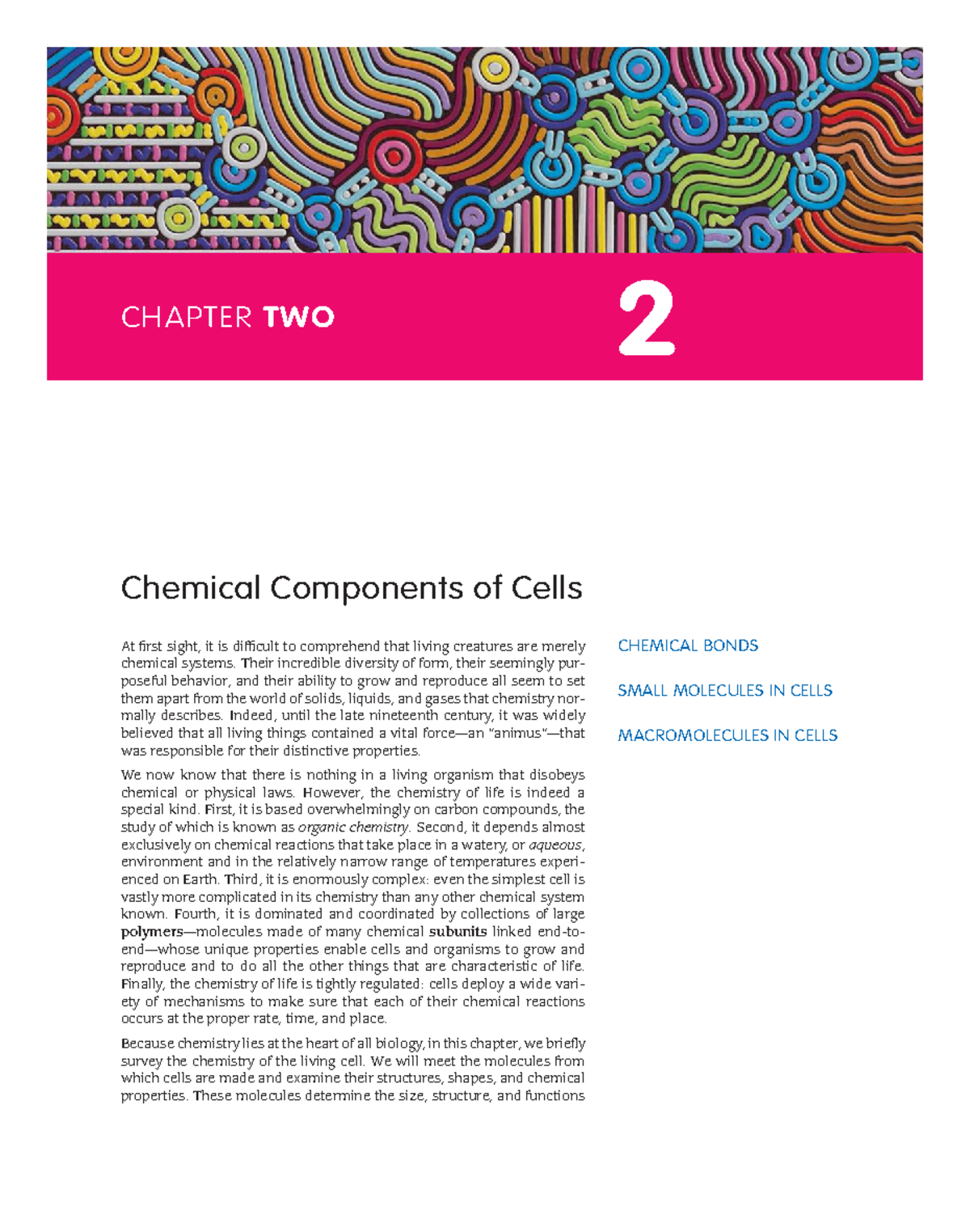 Chemical Components of Cells: Chapter 2 - Macromolecules and Bonds - Studocu