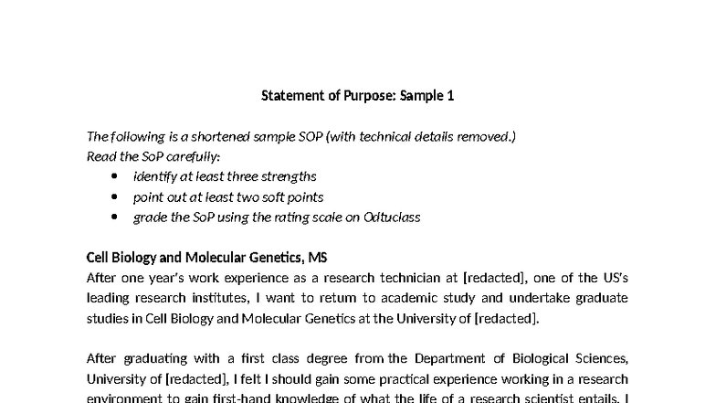 SOP Analysis for Cell Biology & Molecular Genetics (MS) Task - Studocu
