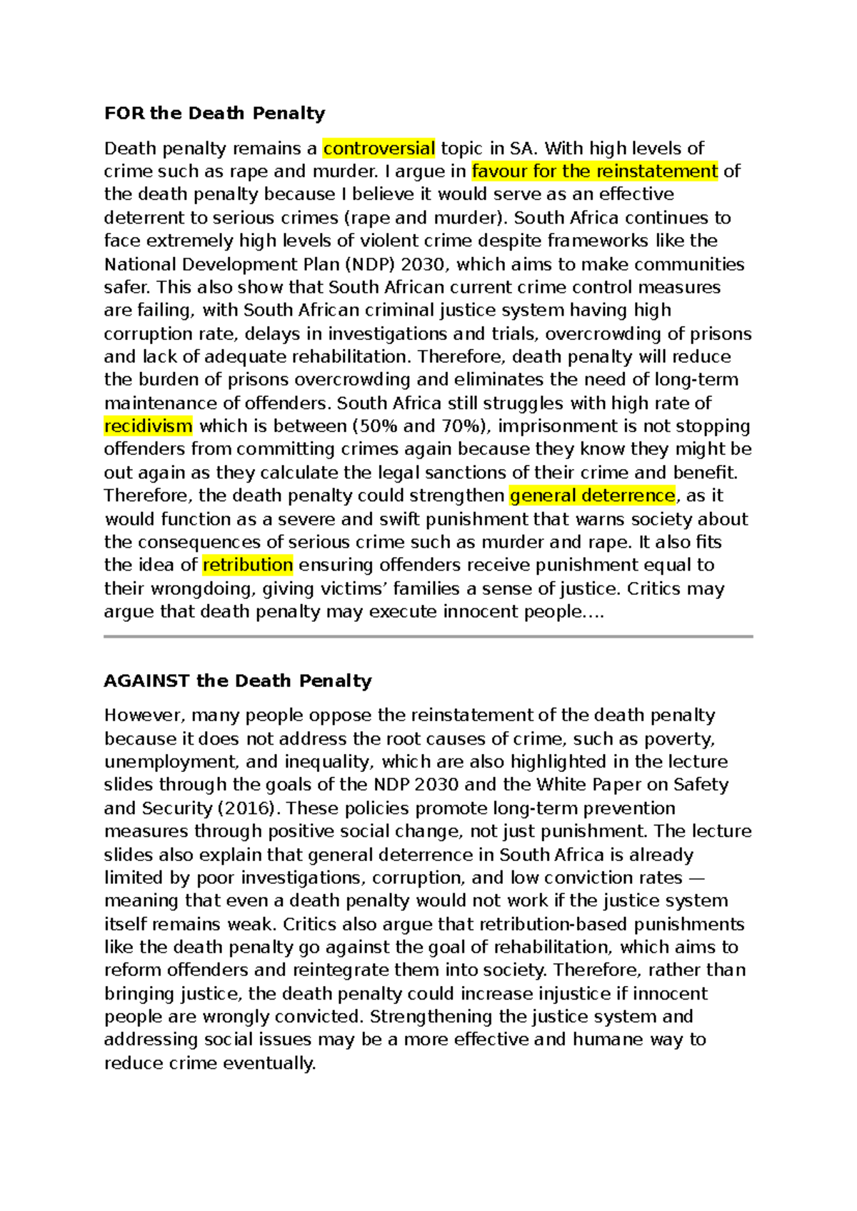 FOR the Death Penalty: A Critical Analysis of Crime Deterrence - Studocu