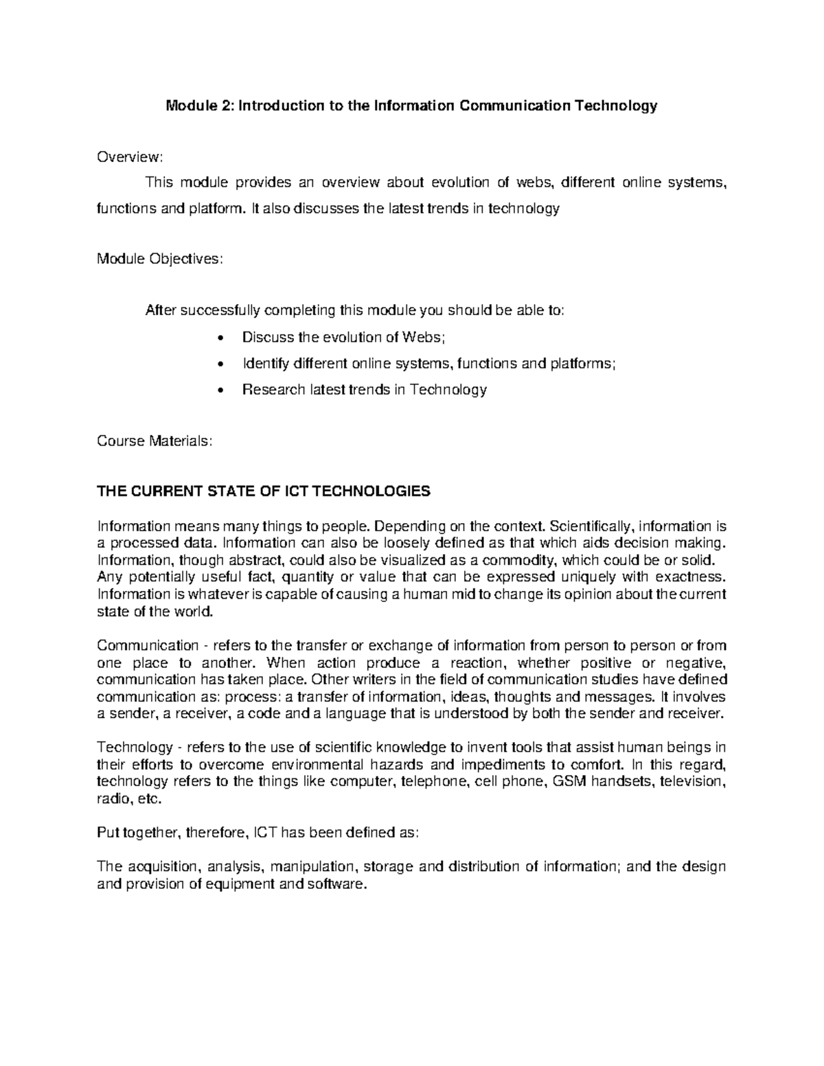 Module 2: Info Communication Tech Overview and Trends - Studocu