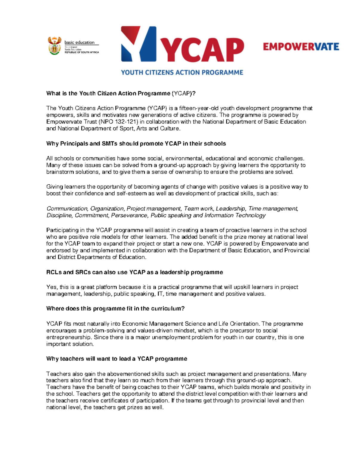 Application Form for Youth Citizen Action Programme (YCAP) 2025 - Studocu