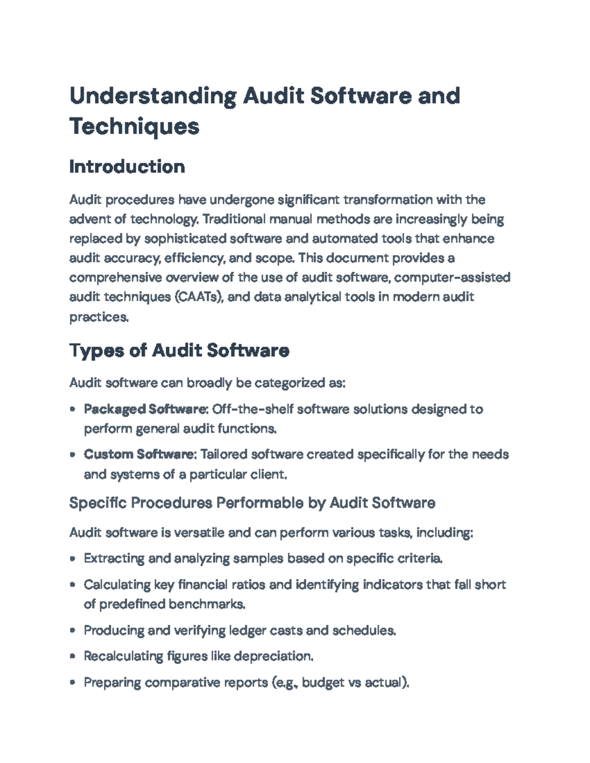 Understanding Audit Software and Computer-Assisted Techniques (AUD 101 ...