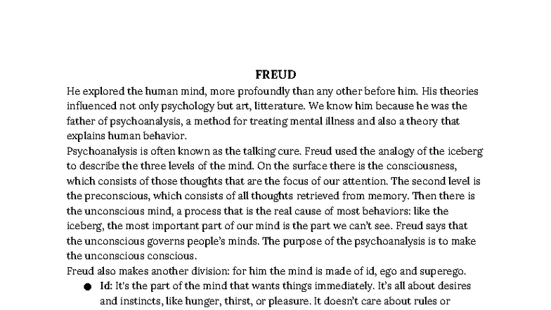 Programma di inglese 5 - Freud, Seconda Guerra Mondiale e Orwell - Studocu