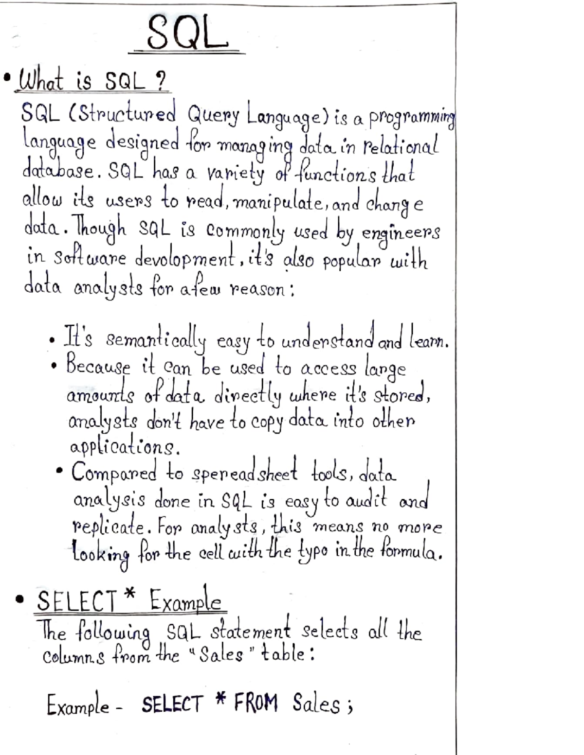 SQL Handwritten Notes: Understanding SQL Basics and Functions - Studocu