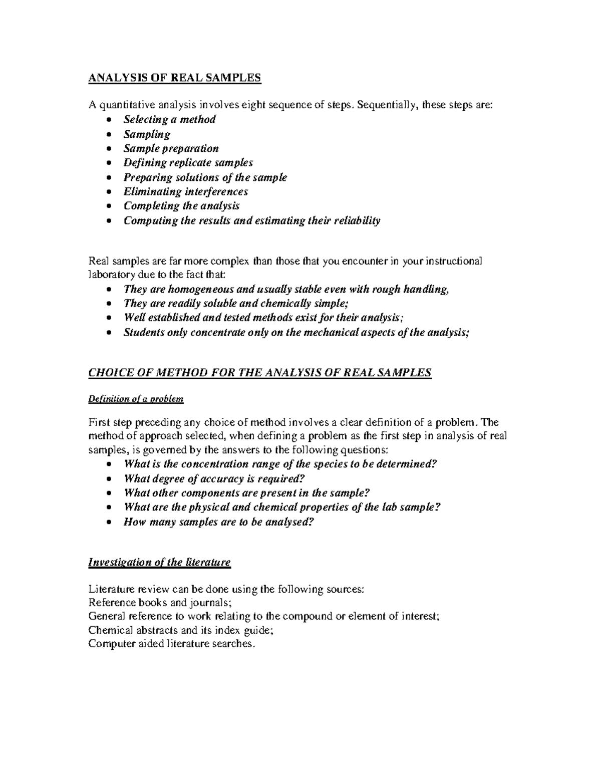 Real Sample Analysis Techniques: Steps and Methods Overview - Studocu