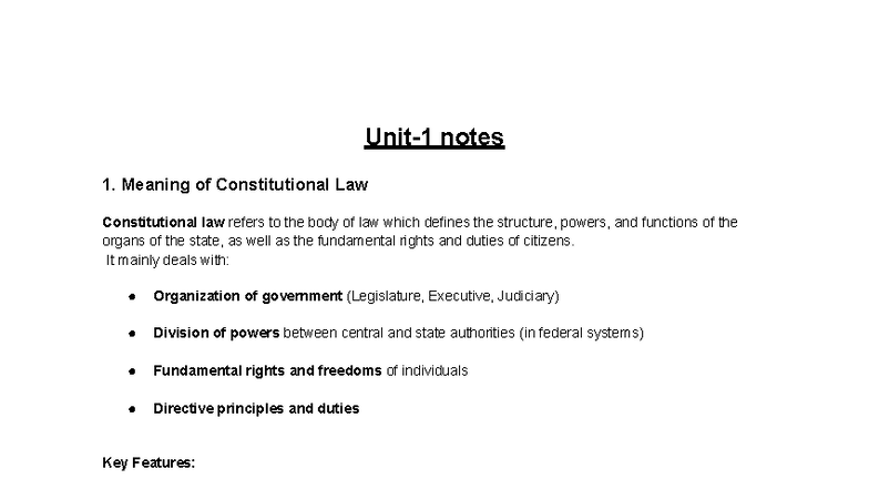 COI Unit-1 Notes: Understanding Constitutional Law & Constitutionalism ...