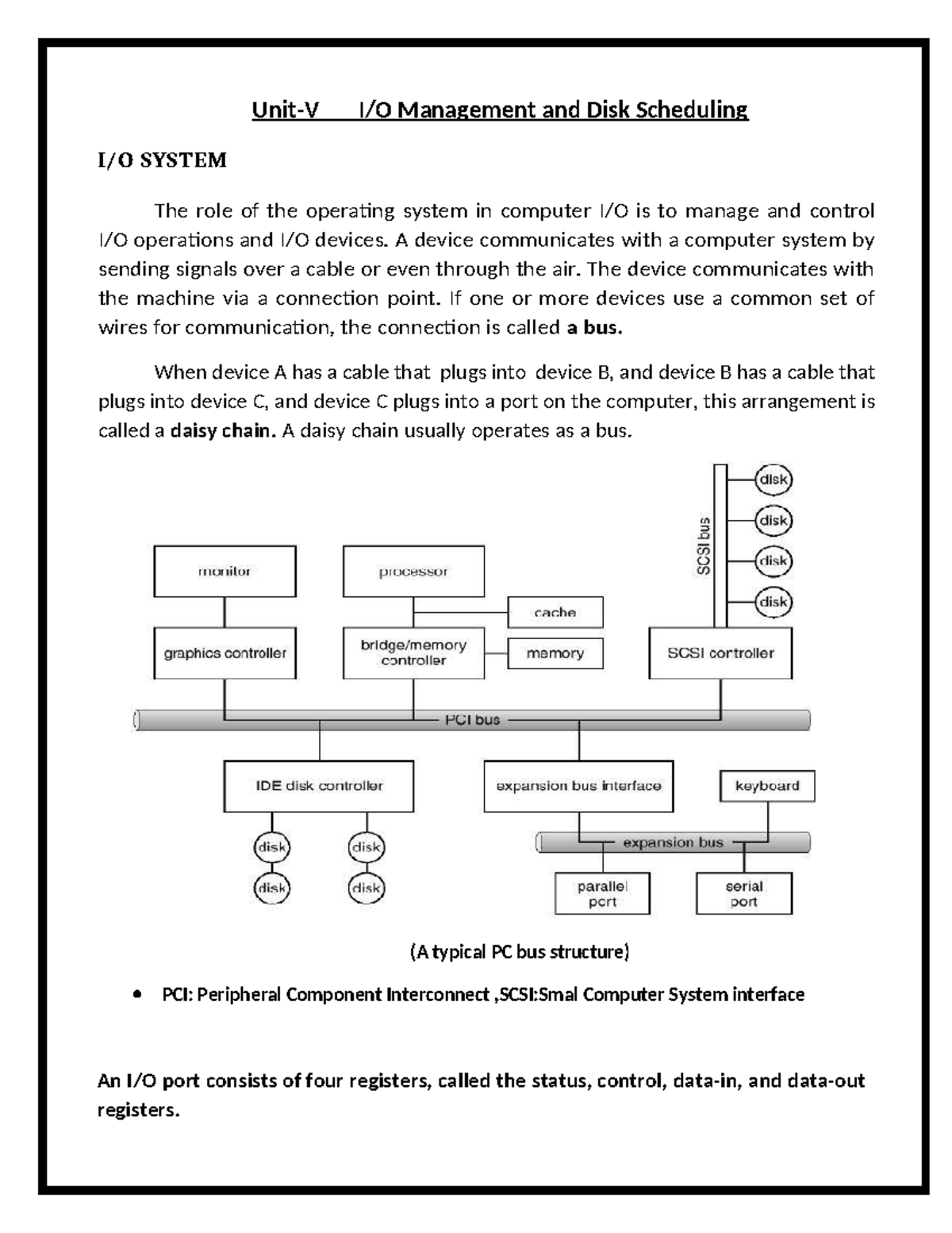 Unit V I/O Management and Disk Scheduling - Key Concepts & Techniques ...
