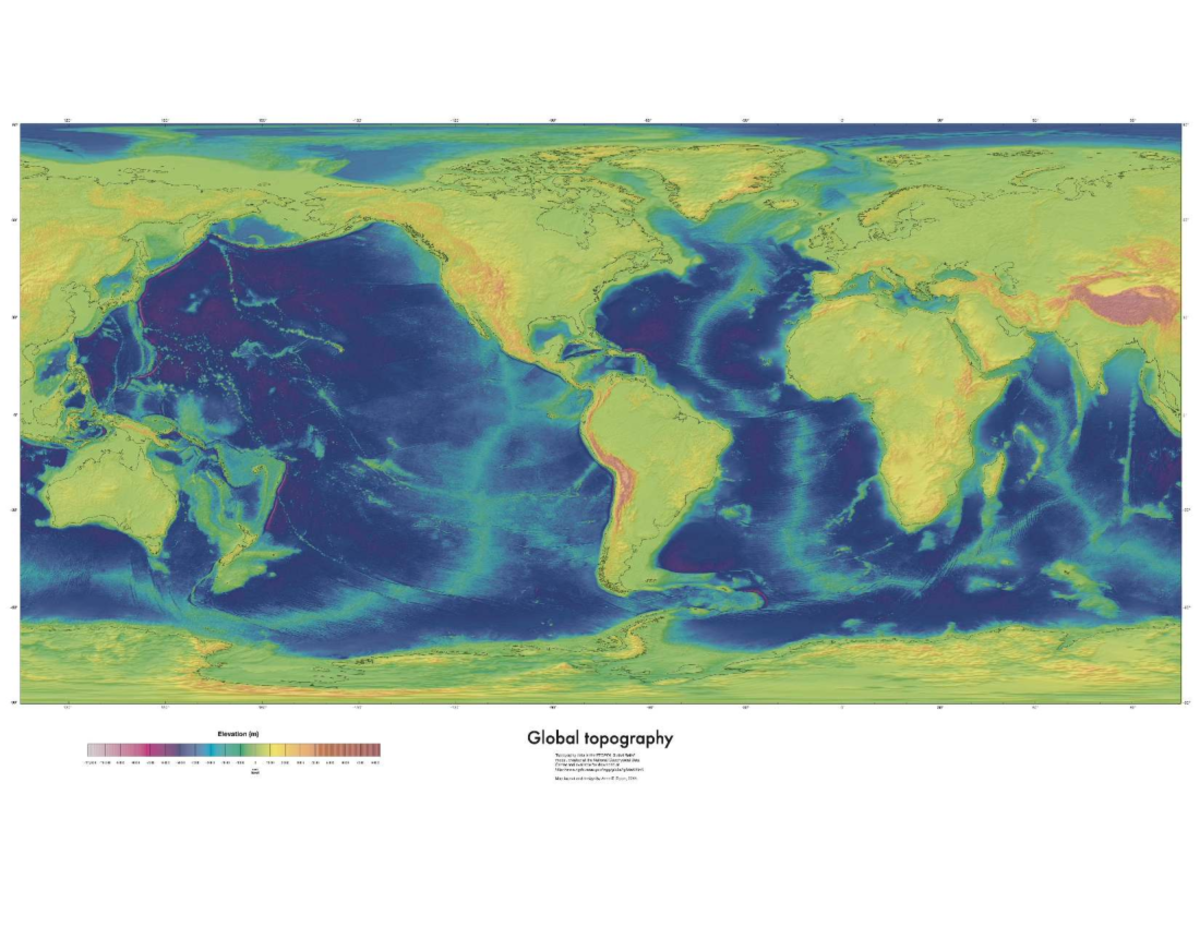 Topography PDF - EOSC 310 - 120 180 Elevation (m) Global topography ...