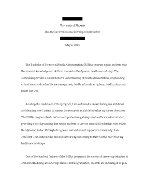 [Solved] As you begin your BSHA courses you will learn how the program ...