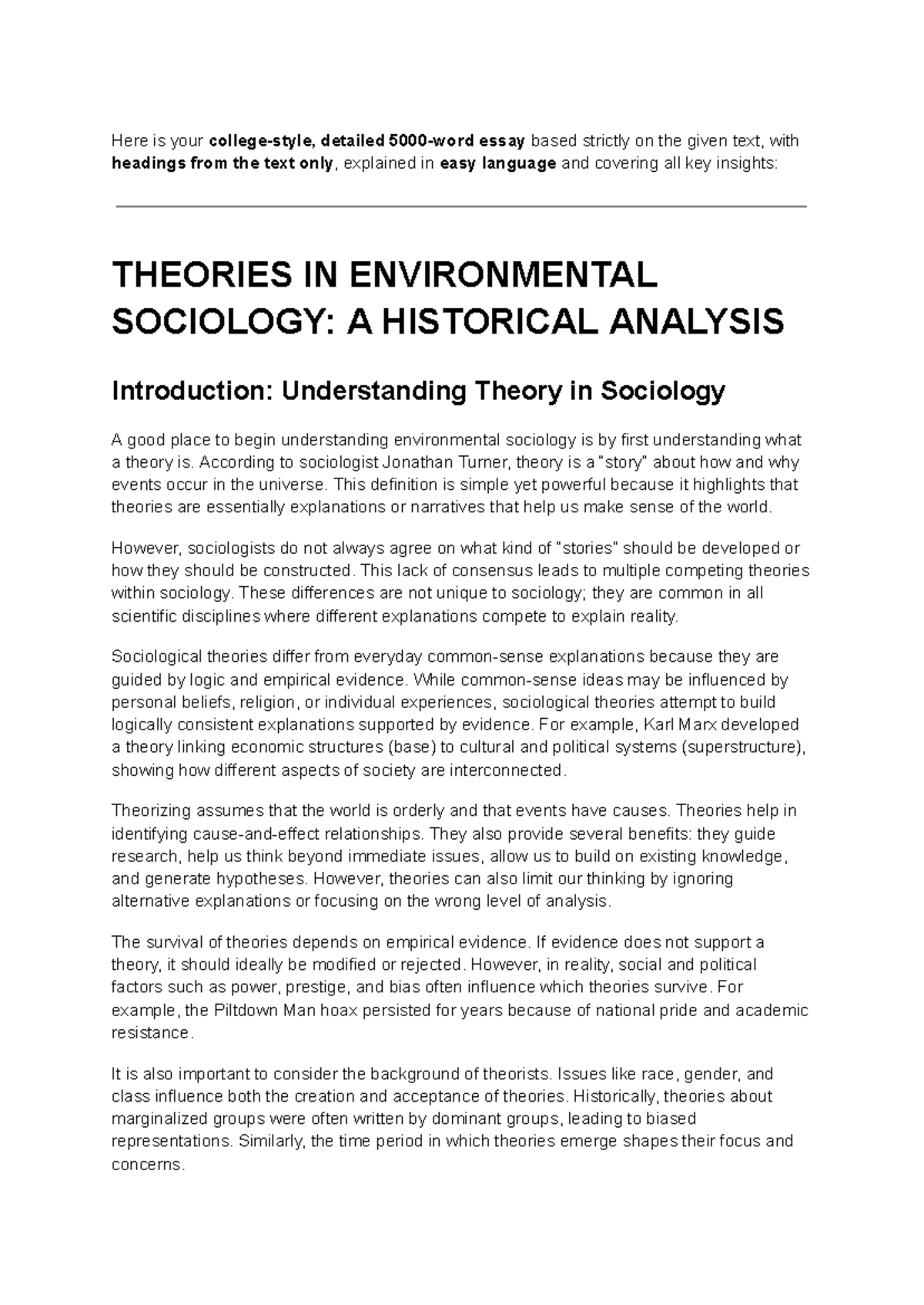 ENV 301: Theories in Environmental Sociology - A Comprehensive Essay ...