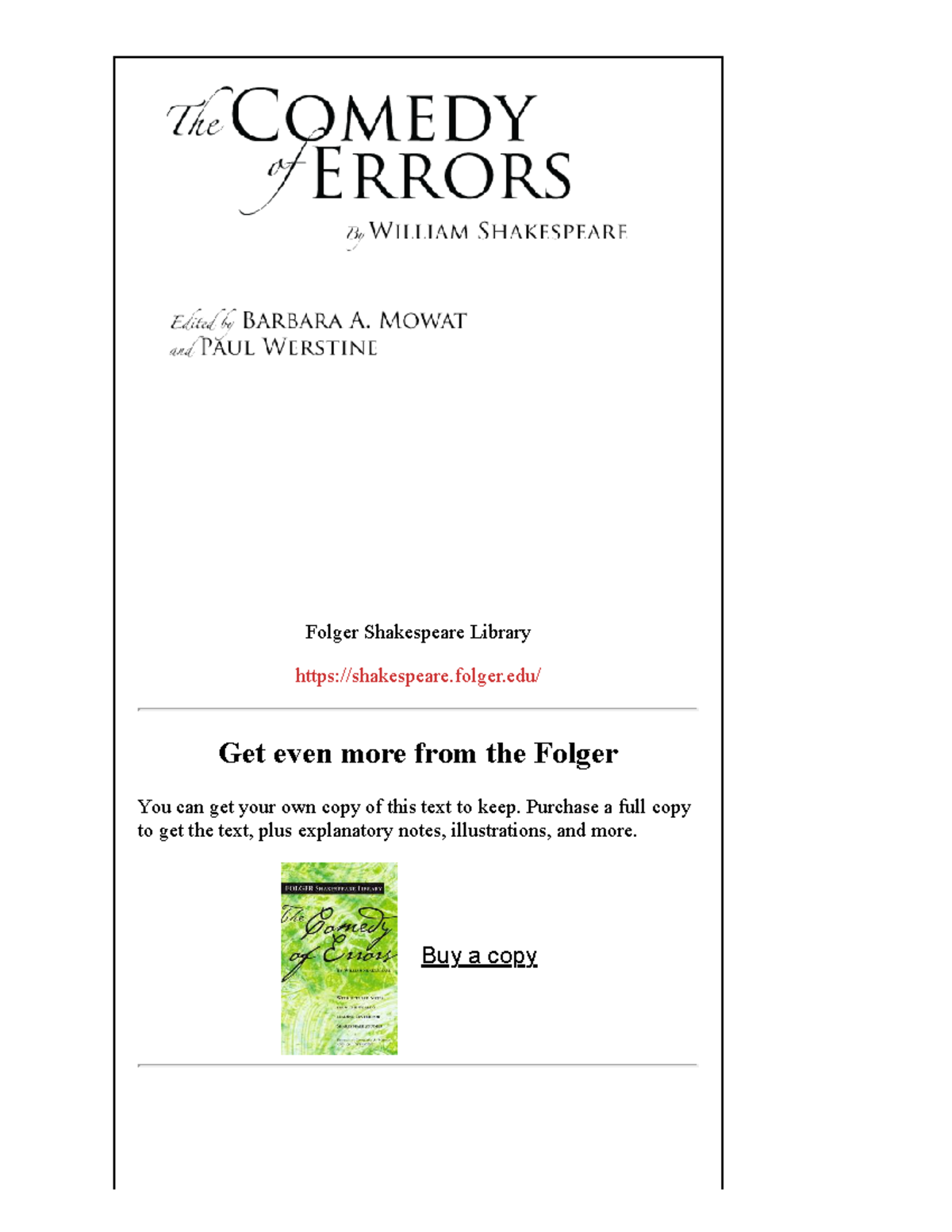 The-comedy-of-errors PDF Folger Shakespeare - Get even more from the ...