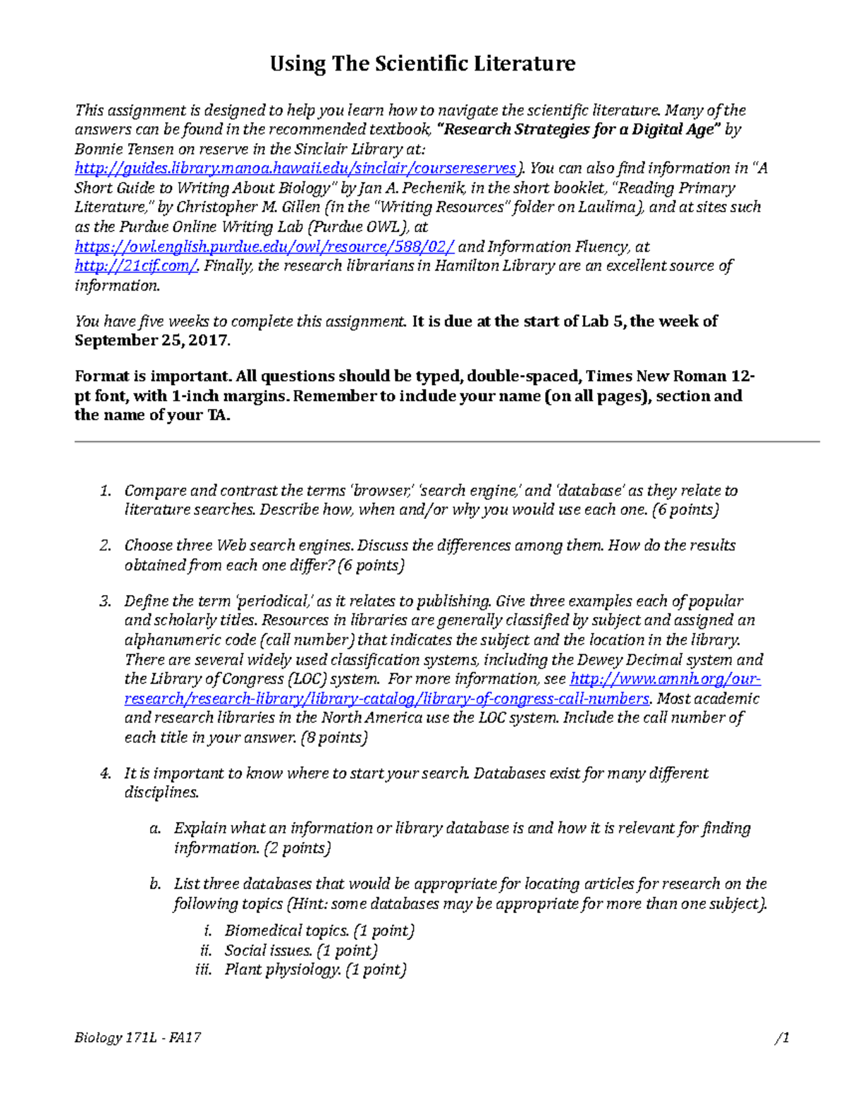 Scientific Literature Homework - This assignment is designed to help ...