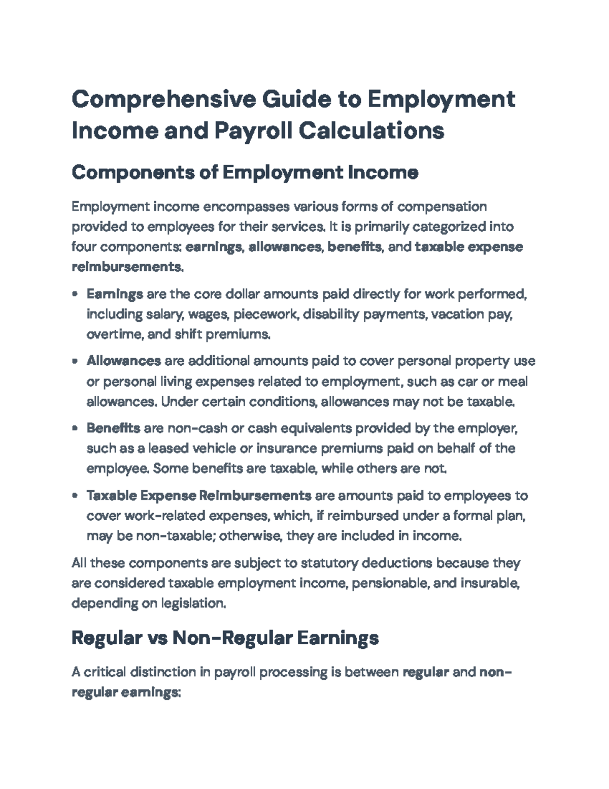 Comprehensive Guide to Employment Income & Payroll Calculations (Course ...