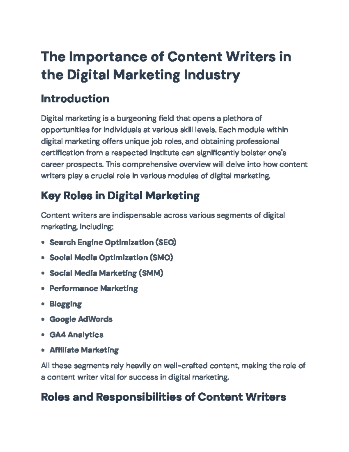 The Role of Content Writers in Digital Marketing Strategies - The ...