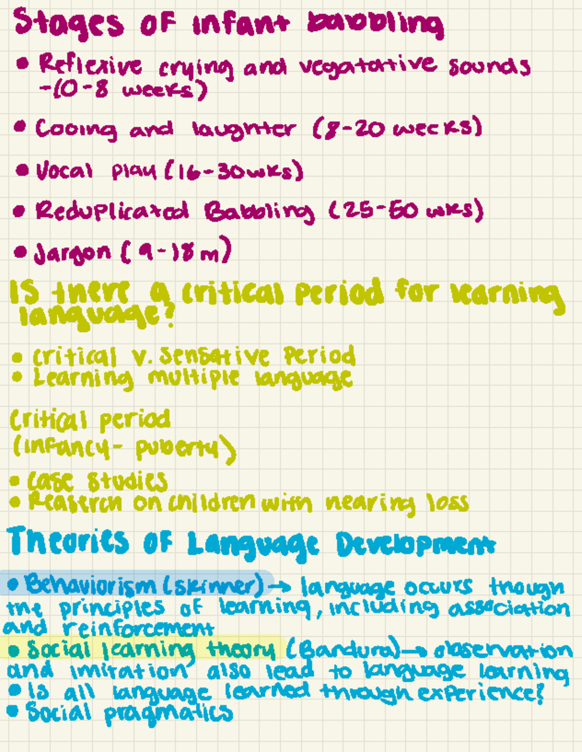 PSY 2310 early childhood - stages of Infant babbling · Reflexive crying ...
