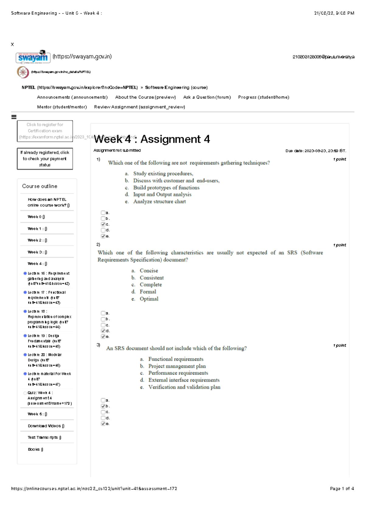 SE CS122 Week 4 Quiz Assignment 4 Overview and Key Concepts - Studocu