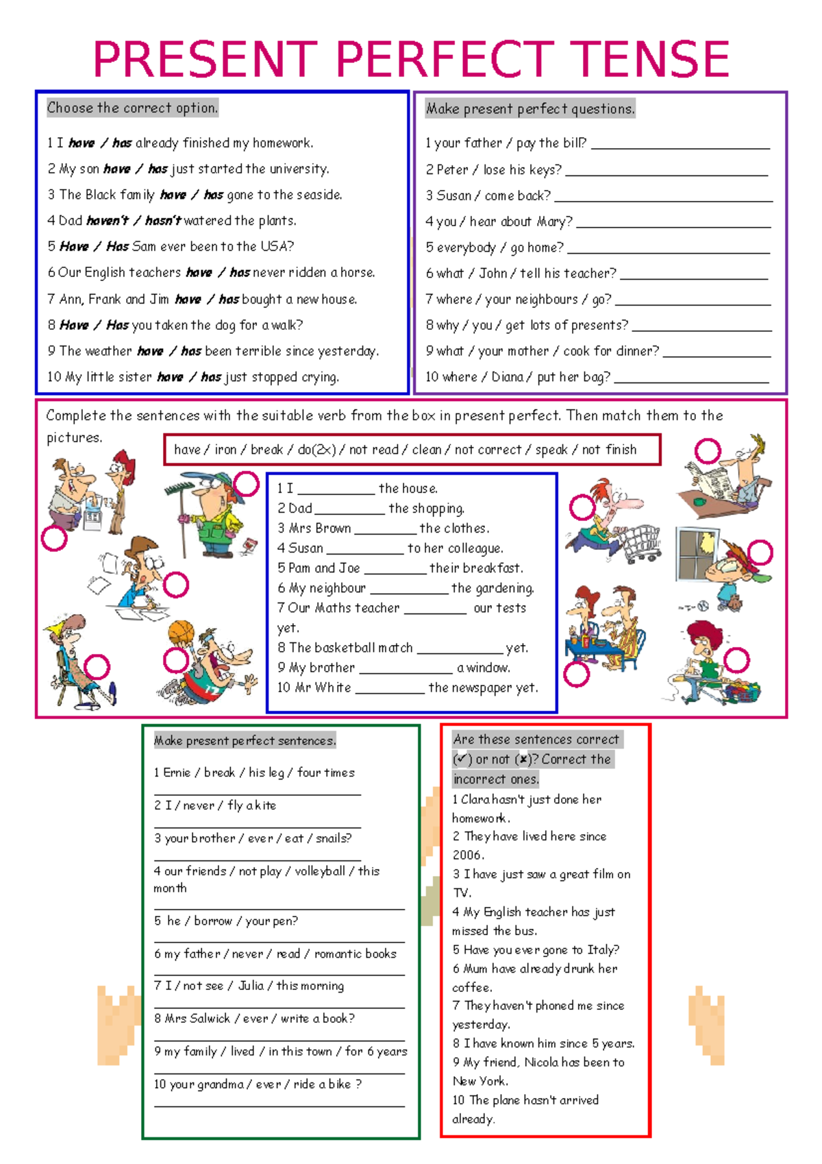 Present Perfect Worksheet - PRESENT PERFECT TENSE Choose the correct ...